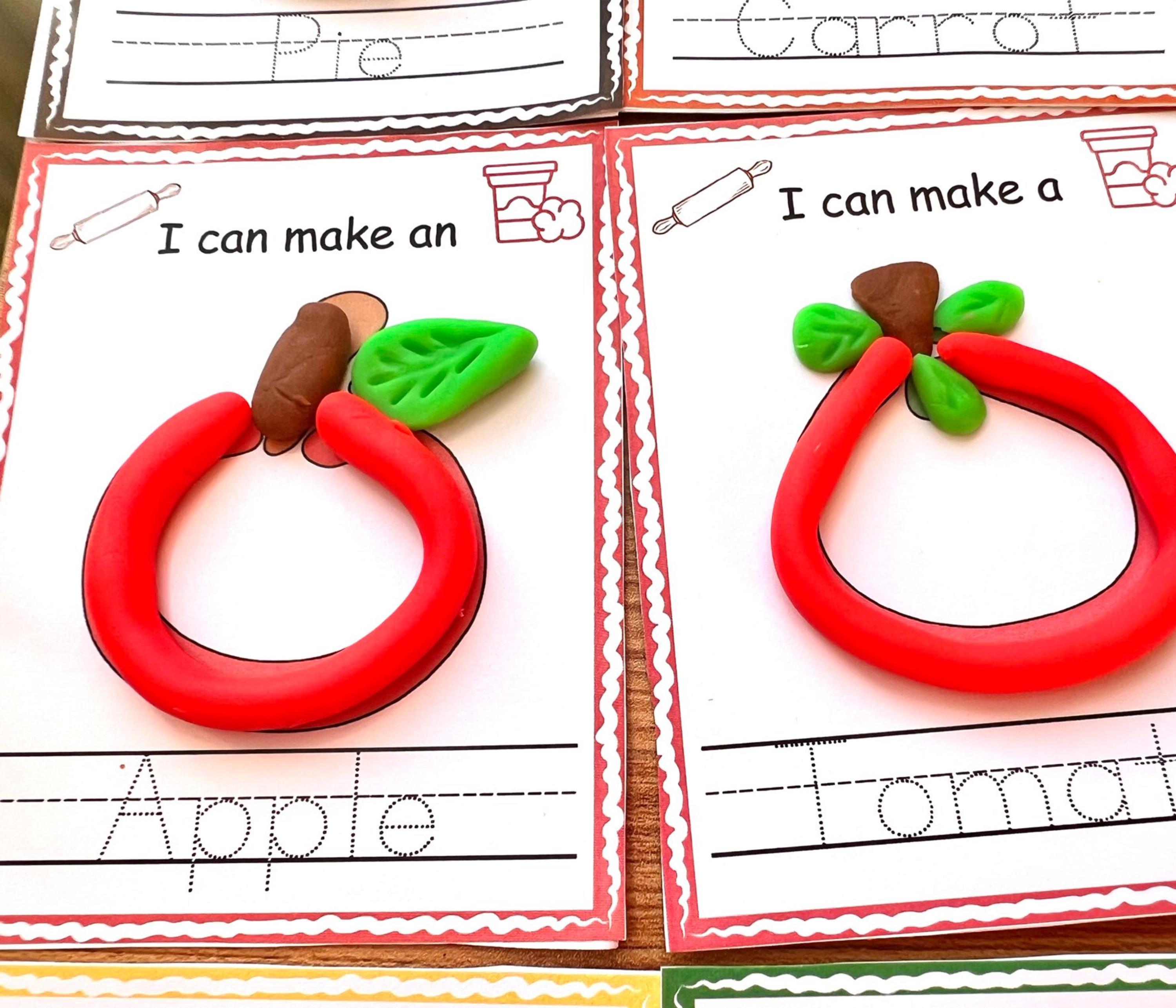 Play Dough Mats Food, Preschool Kindergarten Pre-k Learning Play Dough ...