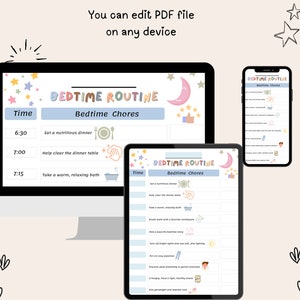 Bedtime Routine Chart Printable, Bedtime Visual Schedule, Nighttime ...