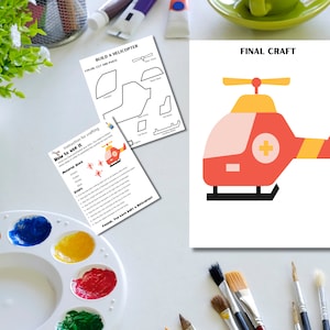 Cut and Paste Printable Helicopter Activity, Preschool Cutting Practice ...