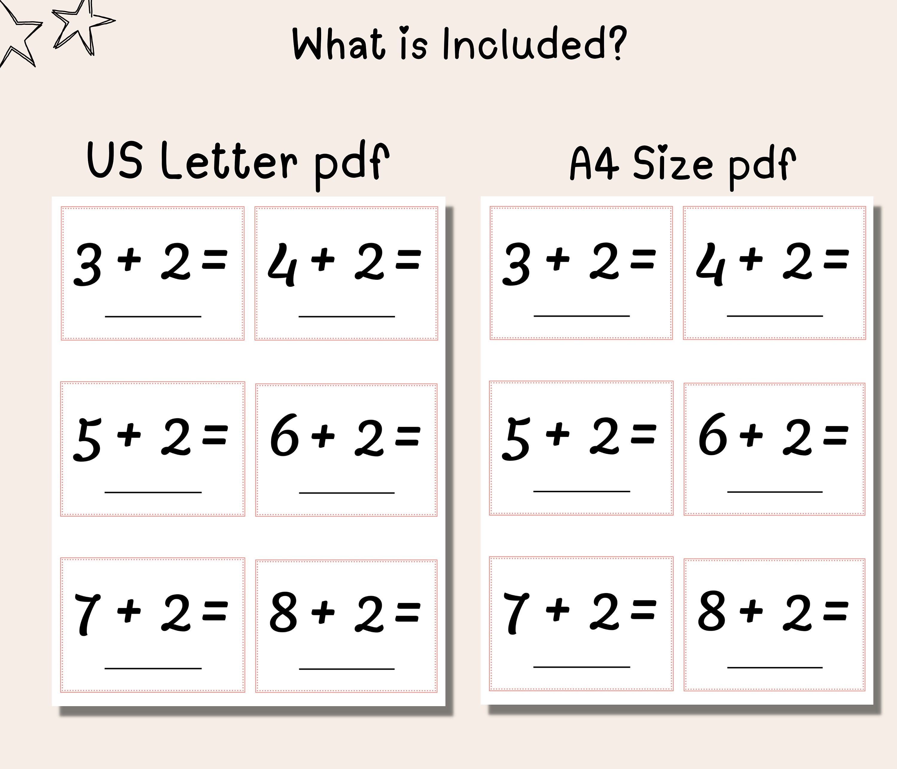 Addition to 20 Flashcards Printable, Montessori Addition Flashcards for ...