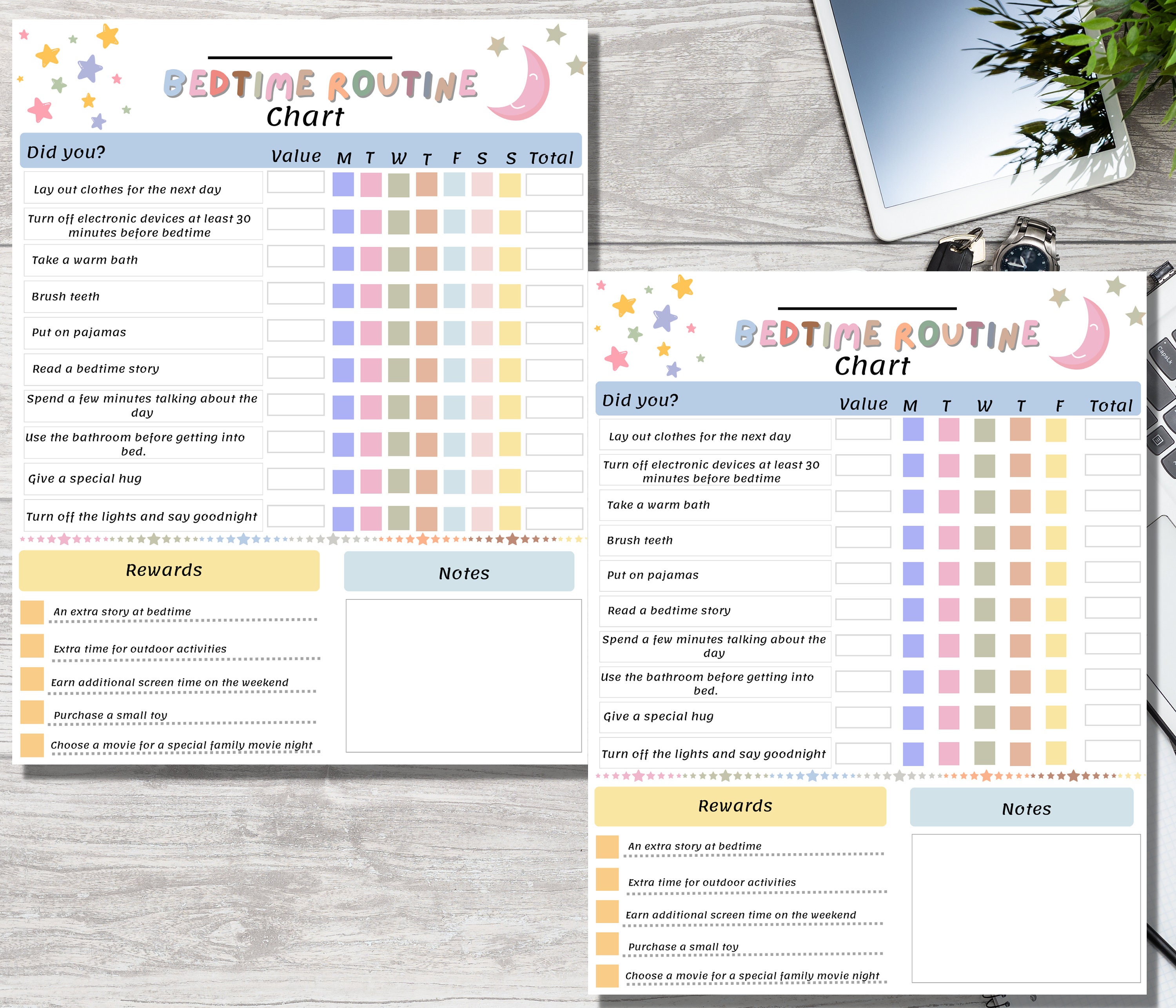 Bedtime Routine Checklist, Editable Bedtime Routine Chart, Nighttime ...