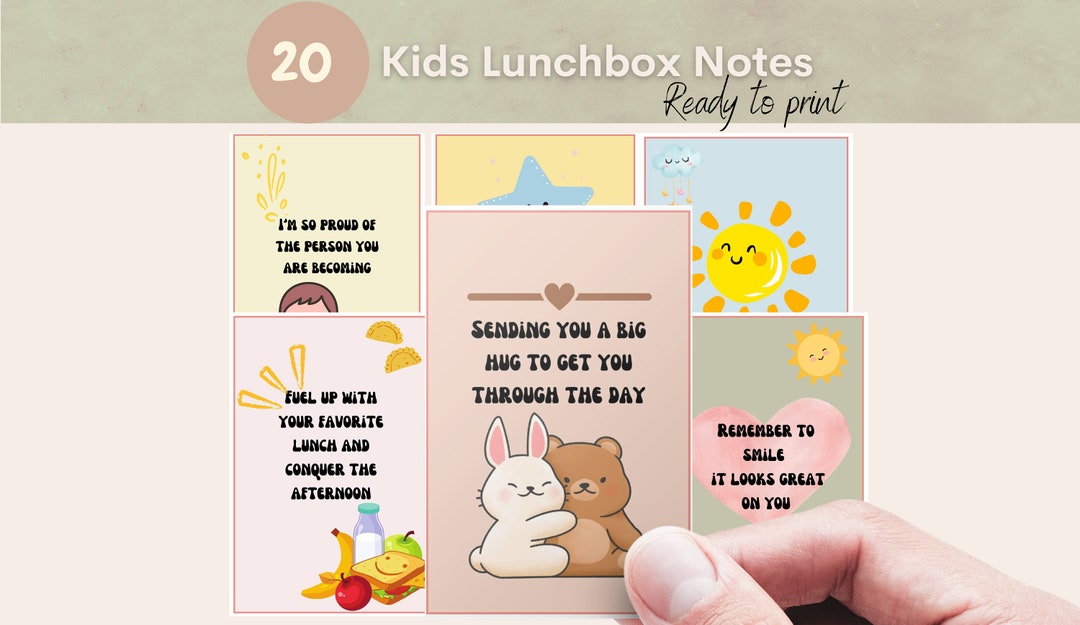 Lunchbox Notes Printable for Kids, Motivational Cards Digital Downloads ...