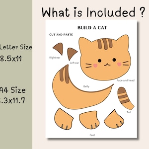 Cat Cut and Paste Activity for Kids, Printable Cut Glue Paste Worksheet ...