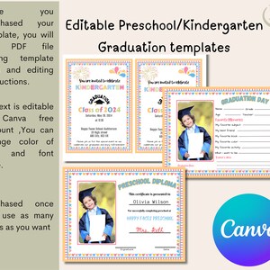 Editable Graduation Bundle, Kindergarten Graduation Invitation ...