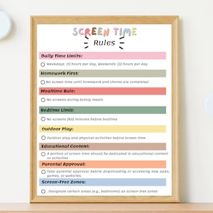 Screen Time Contract for Kids, Printable Screen Time Rules, Editable ...