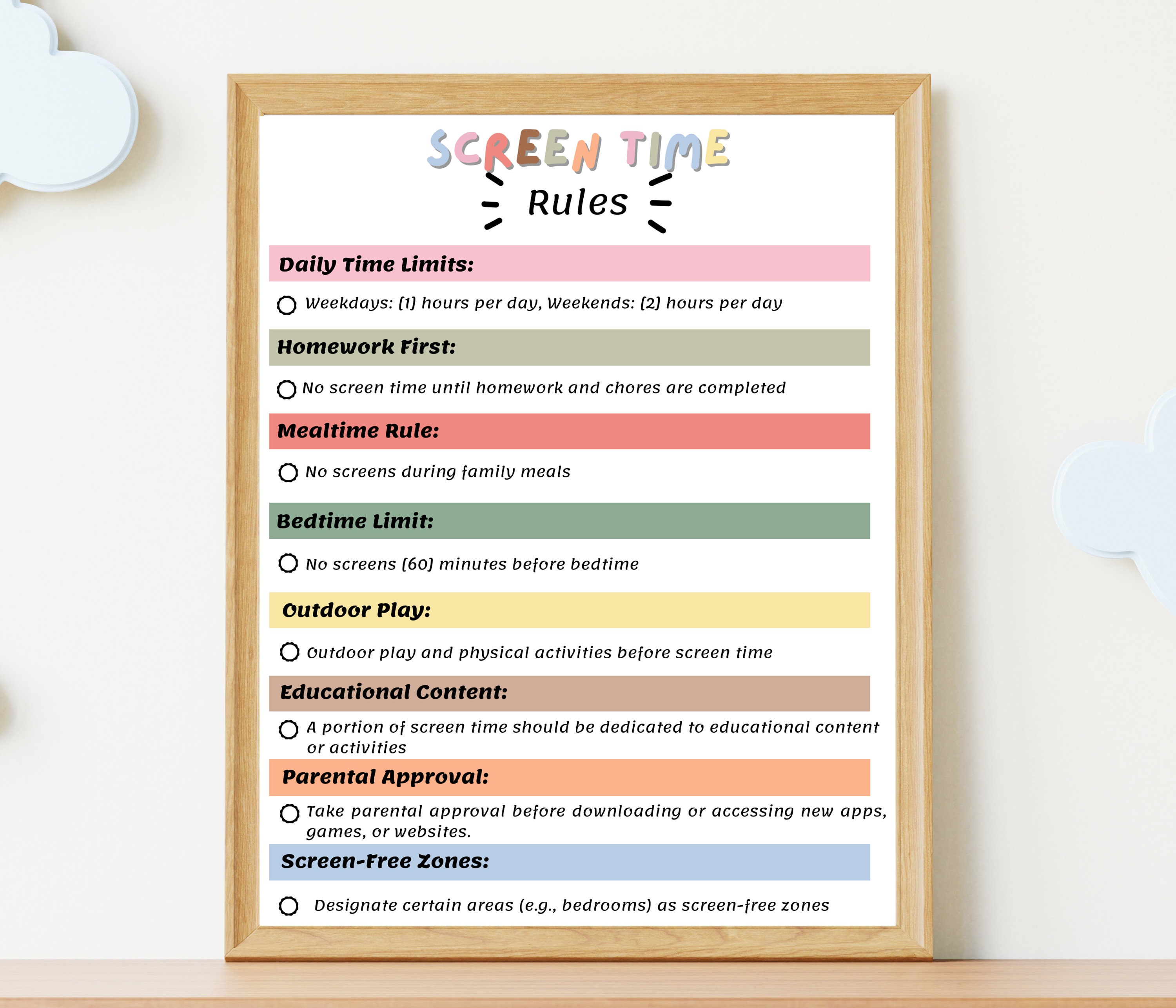 Screen Time Contract for Kids, Printable Screen Time Rules, Editable ...