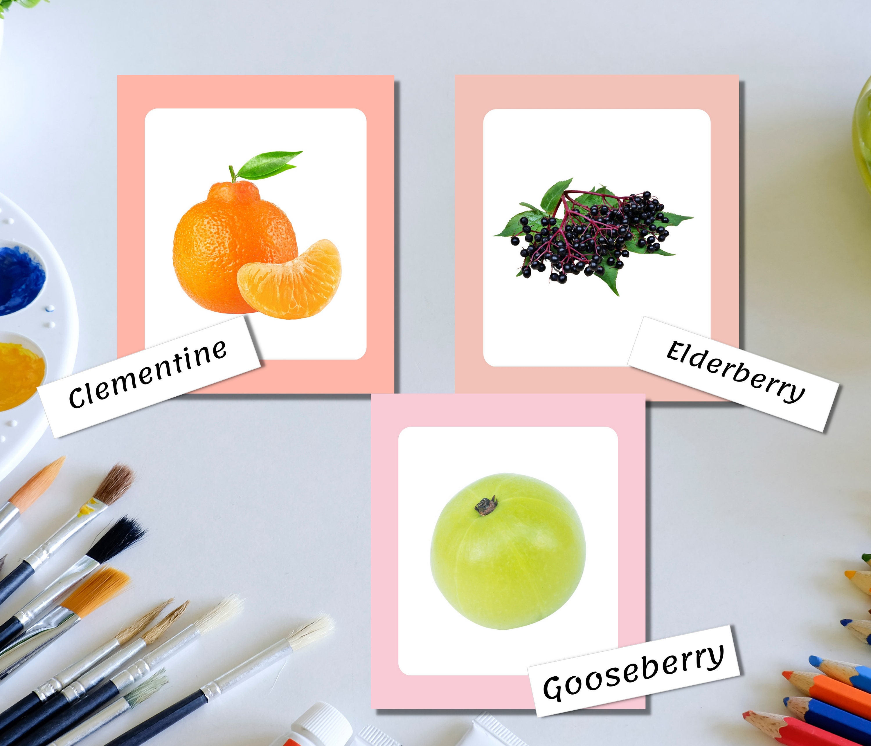 Fruit Flashcards for Kid, Montessori 3 Part Cards, Nomenclature Cards ...