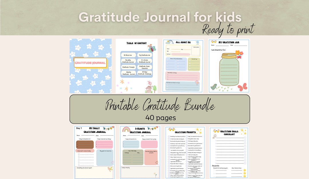 Kids Gratitude Journal Printable, 5-minute Gratitude Journal ...