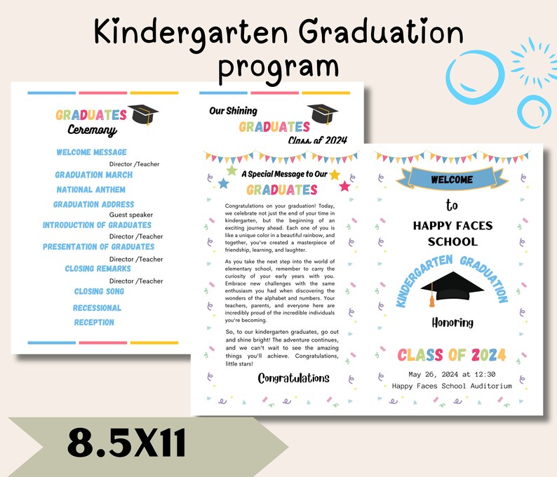 Editable Kindergarten Graduation Bundle: Certificate, Invitation ...
