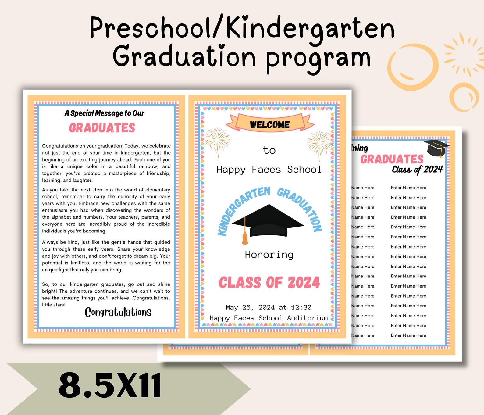 Editable Graduation Bundle, Kindergarten Graduation Invitation ...