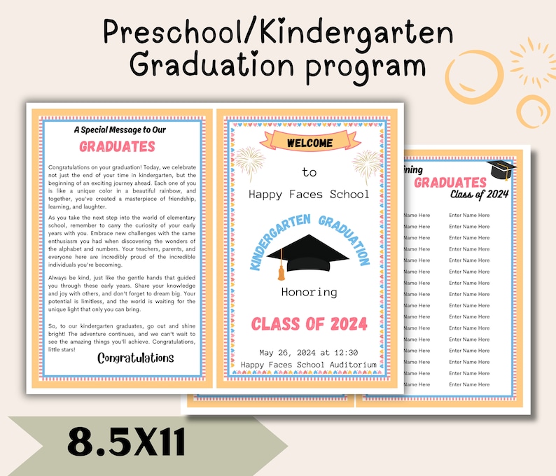 Editable Graduation Bundle, Kindergarten Graduation Invitation ...