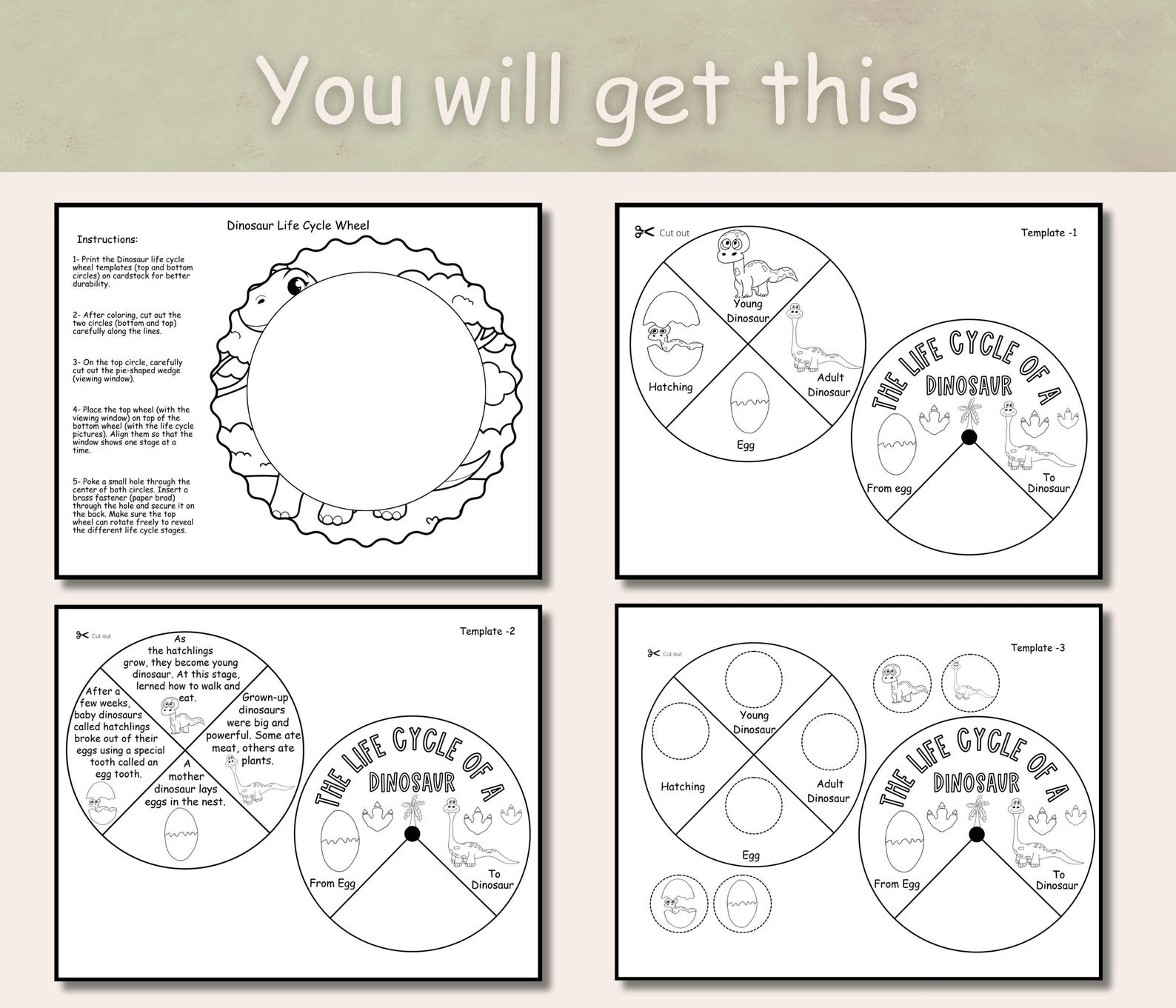 Life Cycle of a Dinosaur Wheel, Homeschool Science Unit Study ...