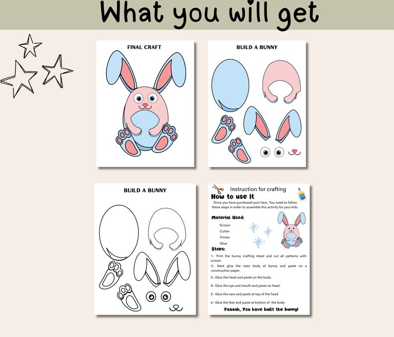 Bunny Cut and Paste Activity for Kids, Easter Printable, Easter ...