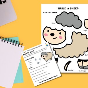 Cut and Paste Sheep Activity, Printable Preschool Cutting Practice ...