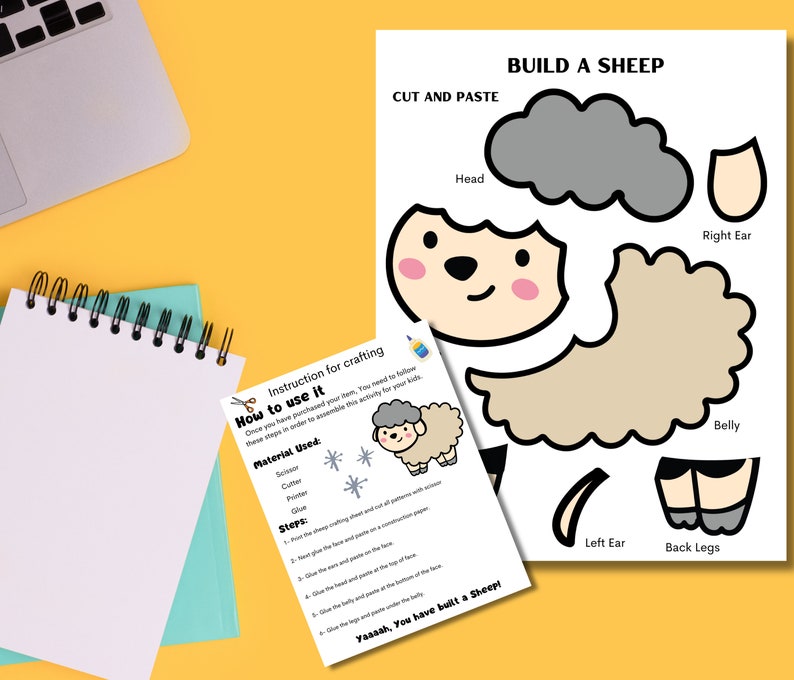 Cut and Paste Sheep Activity, Printable Preschool Cutting Practice ...