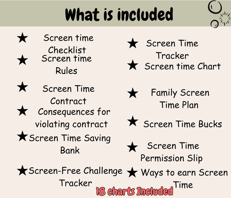 Screen Time Charts for Kids, Screen Time Rules, Screen Time Checklist ...