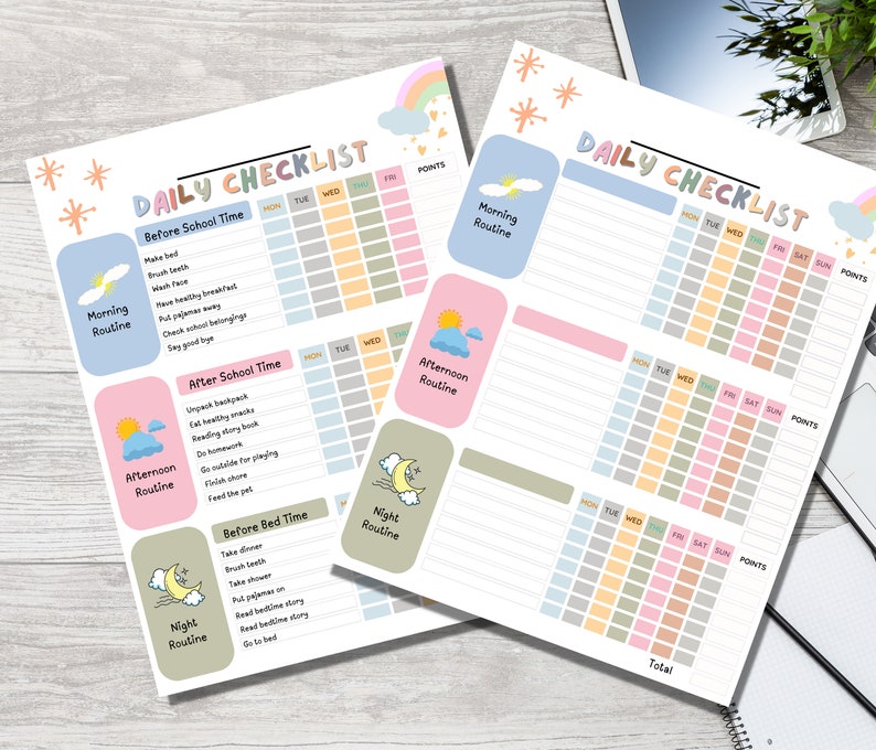 Daily Routine Checklist for Kids Kids Morning Routine Checklist, Daily ...