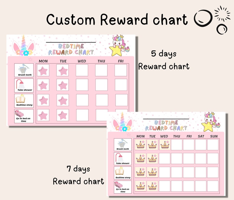 Bedtime Reward Chart for Kids, Bedtime Routine Chart for Toddler ...
