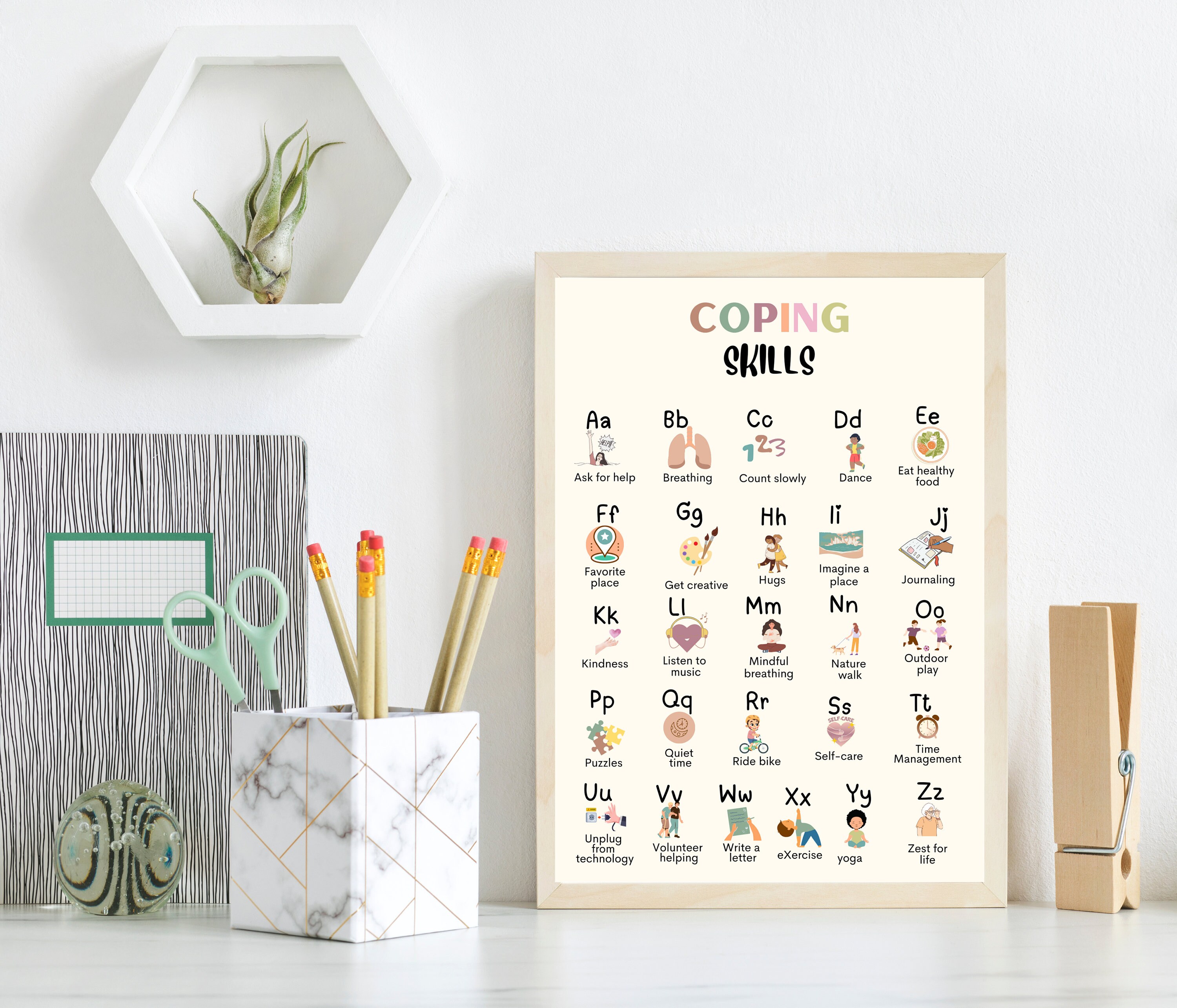 Coping Skills Alphabet Poster Kids, Elementary School Counselor ...