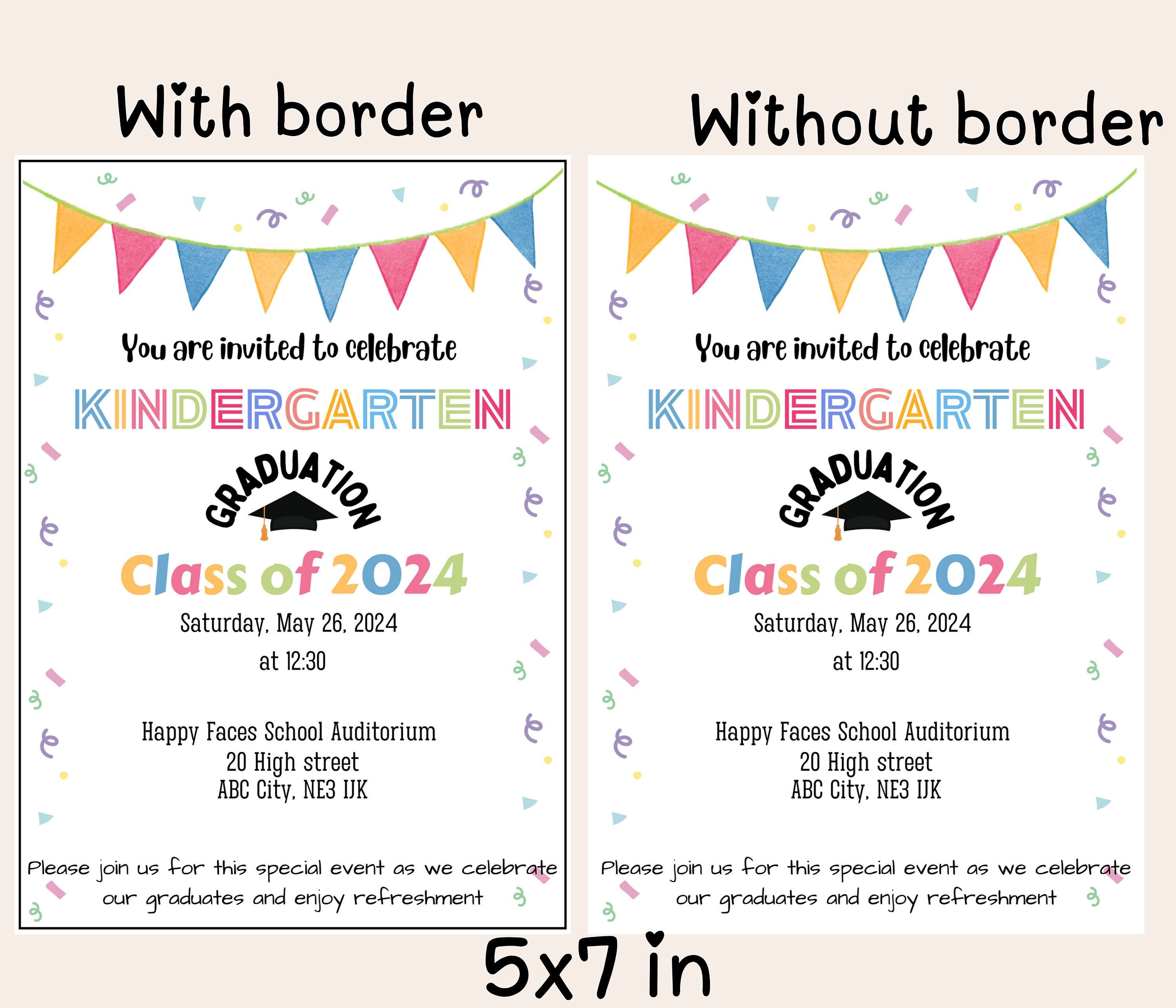 Editable Graduation Invitation Template, Kindergarten Graduation ...