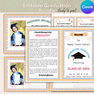 Editable Graduation Bundle, Kindergarten Graduation Invitation ...