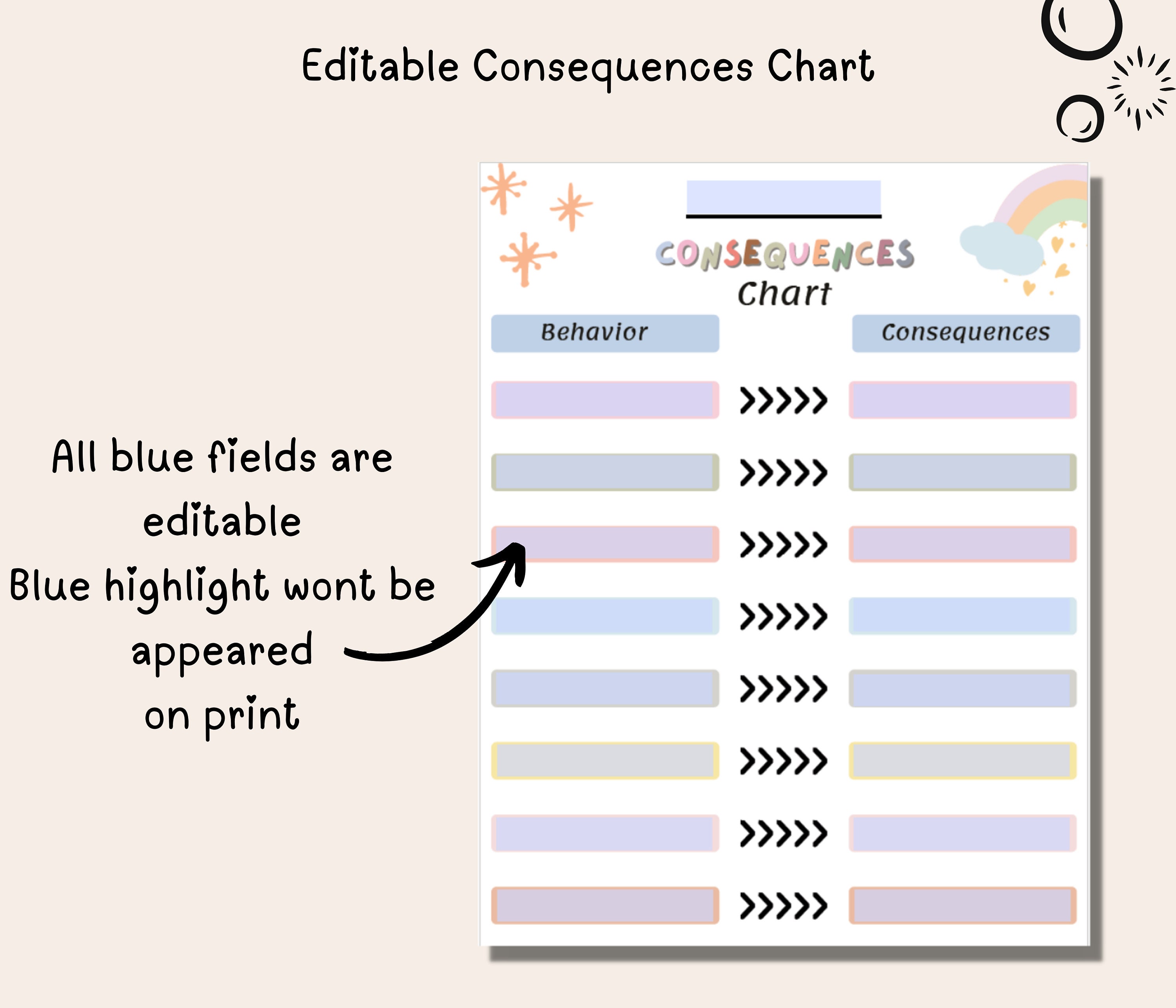 Behavior and Consequence Chart for Kids, Consequences of My Own Actions ...