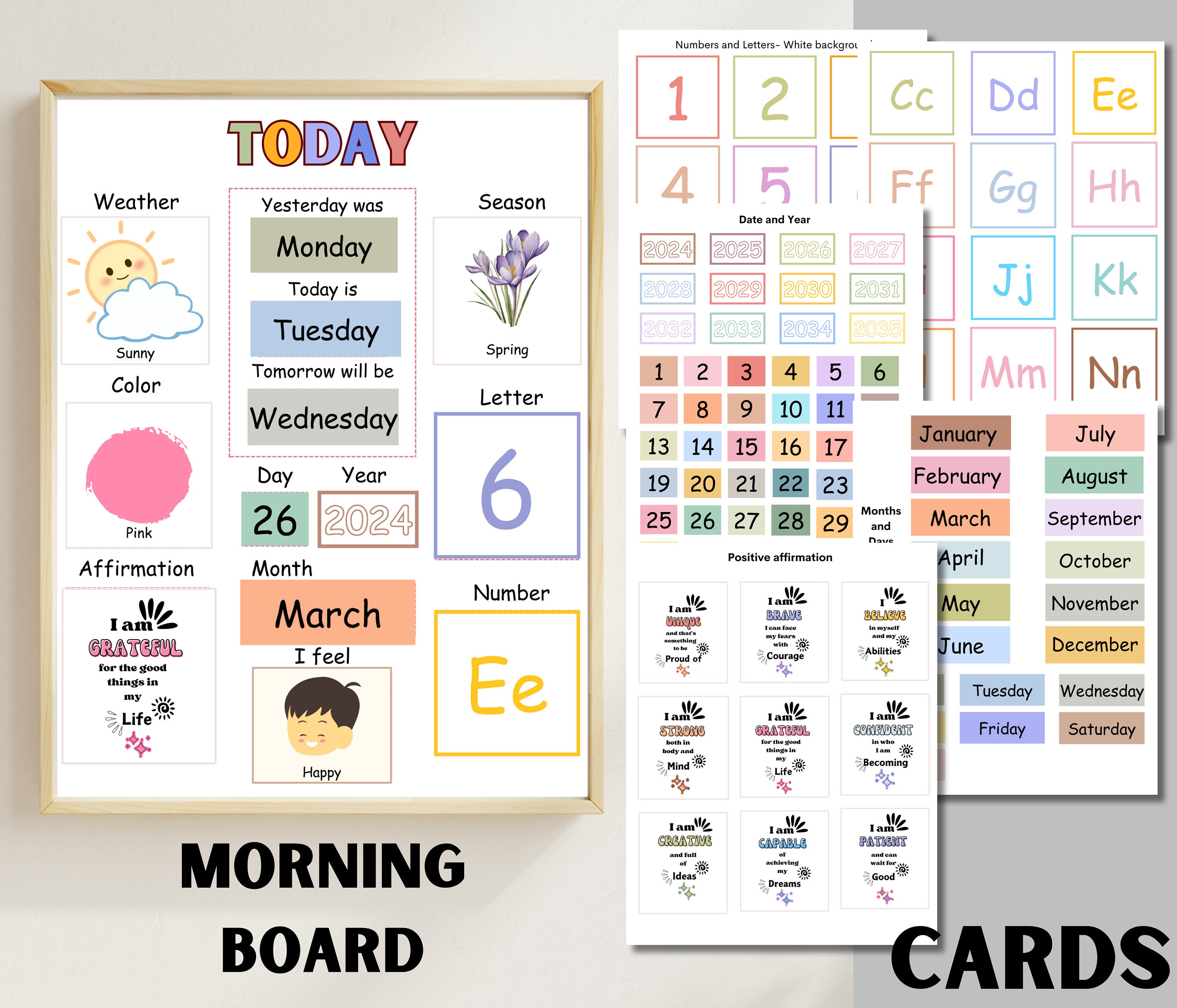 Morning Board Printable, Preschool Circle Time Board, Weather Chart ...