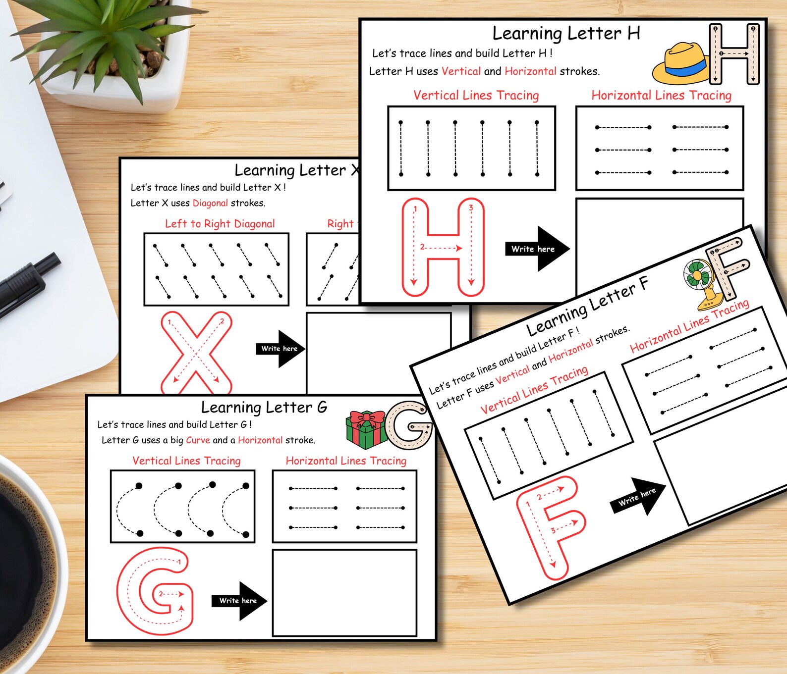 Preschool Letter Tracing Cards: ABC Strokes Guide (digital Download) - Etsy