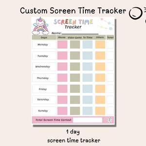 Screen Time Tracker for Kids, Printable Weekly Screen Time Tracker ...