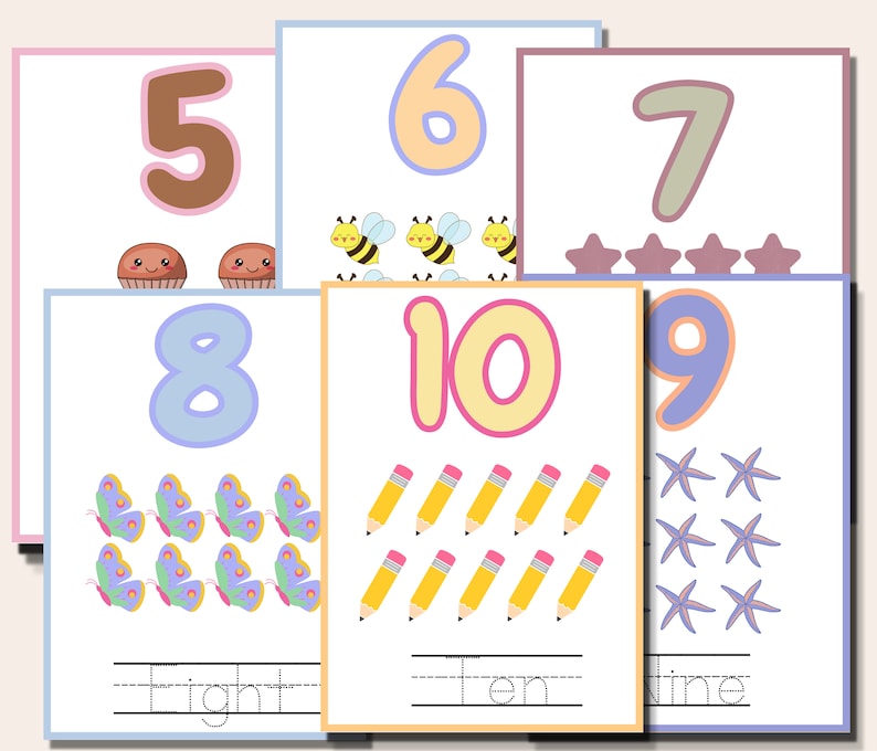 Number Flash Cards, Preschool Counting Flash Cards, Number Cards 1-10 ...