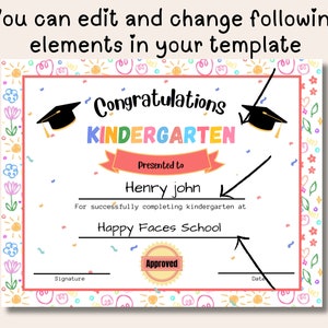Editable Kindergarten Graduation Certificate, Printable Kindergarten ...