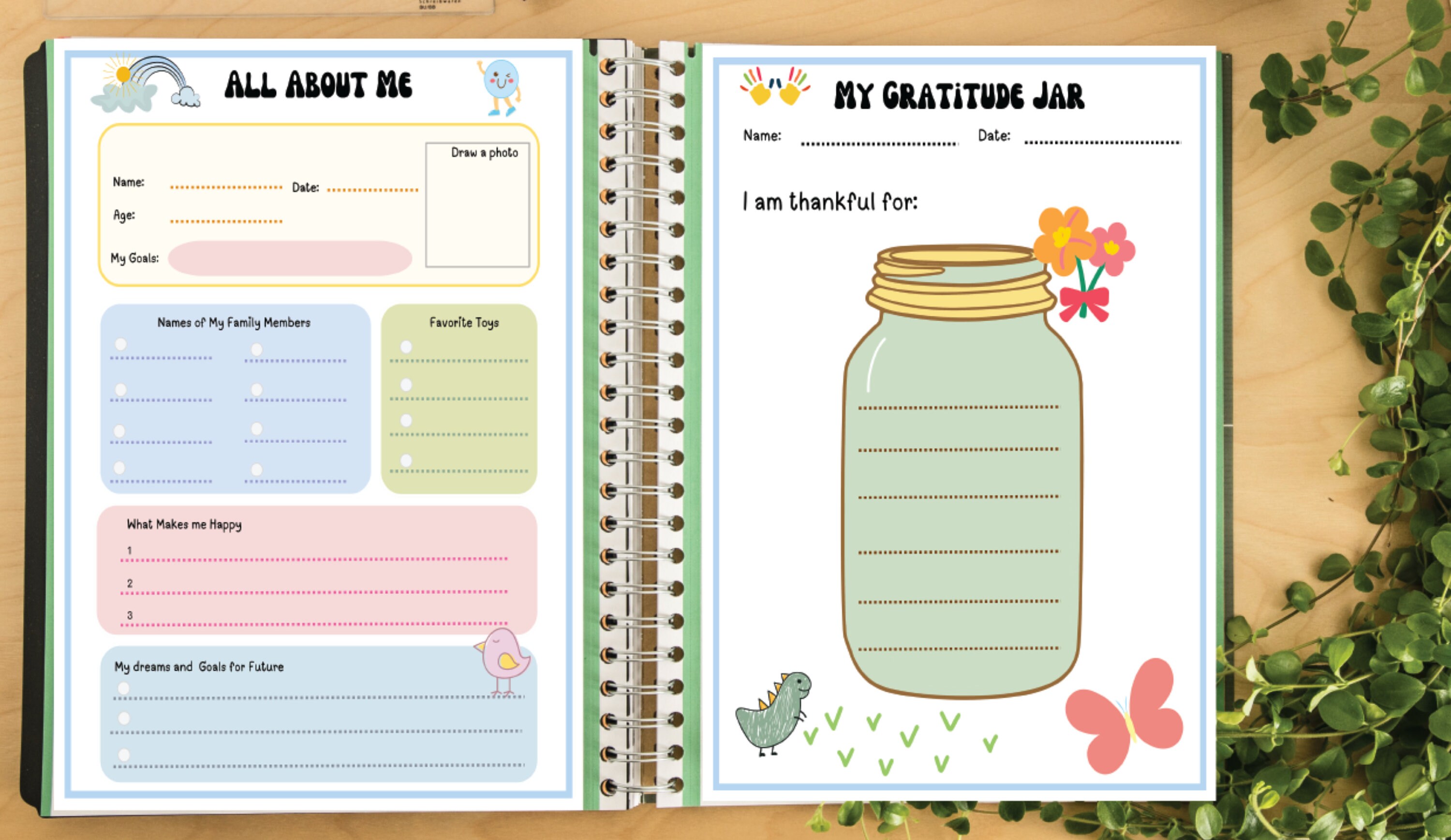 Kids Gratitude Journal Printable, 5-minute Gratitude Journal ...