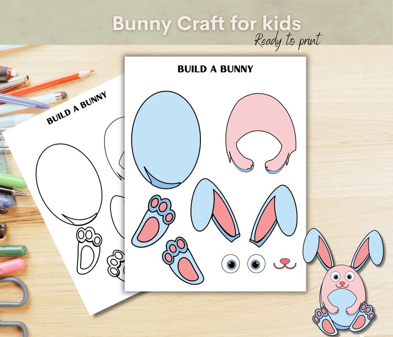 Bunny Cut and Paste Activity for Kids, Easter Printable, Easter ...