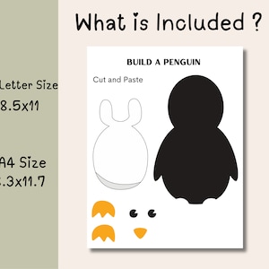 Penguin Cut and Paste Craft, Preschool Learning Resources, Kindergarten ...