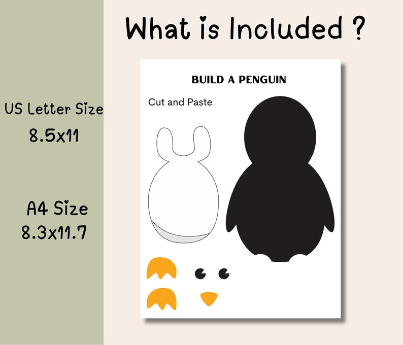 Penguin Cut and Paste Craft, Preschool Learning Resources, Kindergarten ...