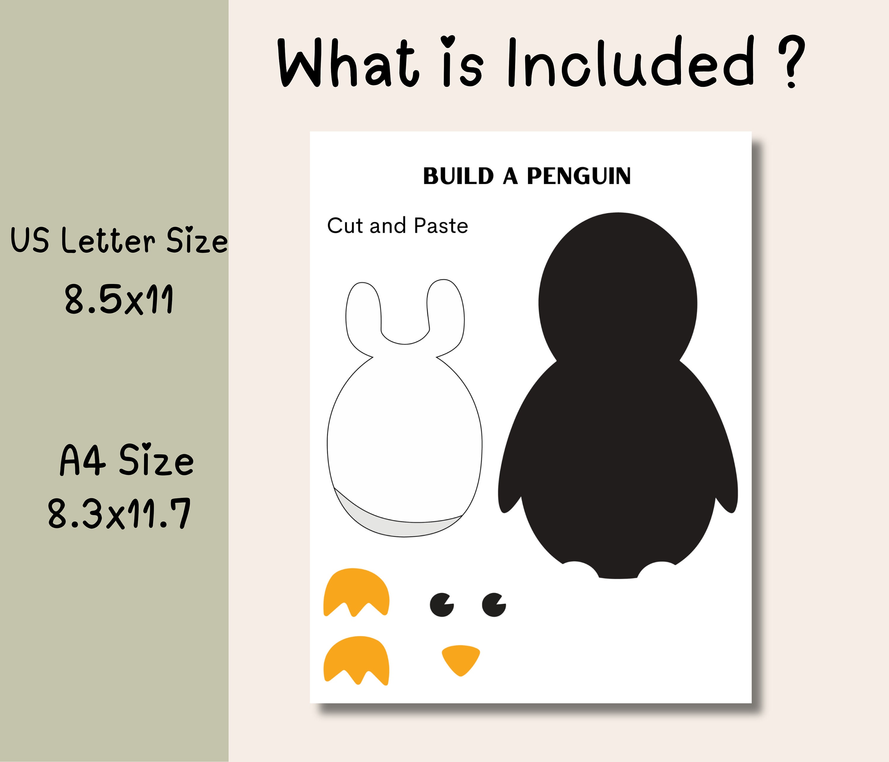 Penguin Cut and Paste Craft, Preschool Learning Resources, Kindergarten ...
