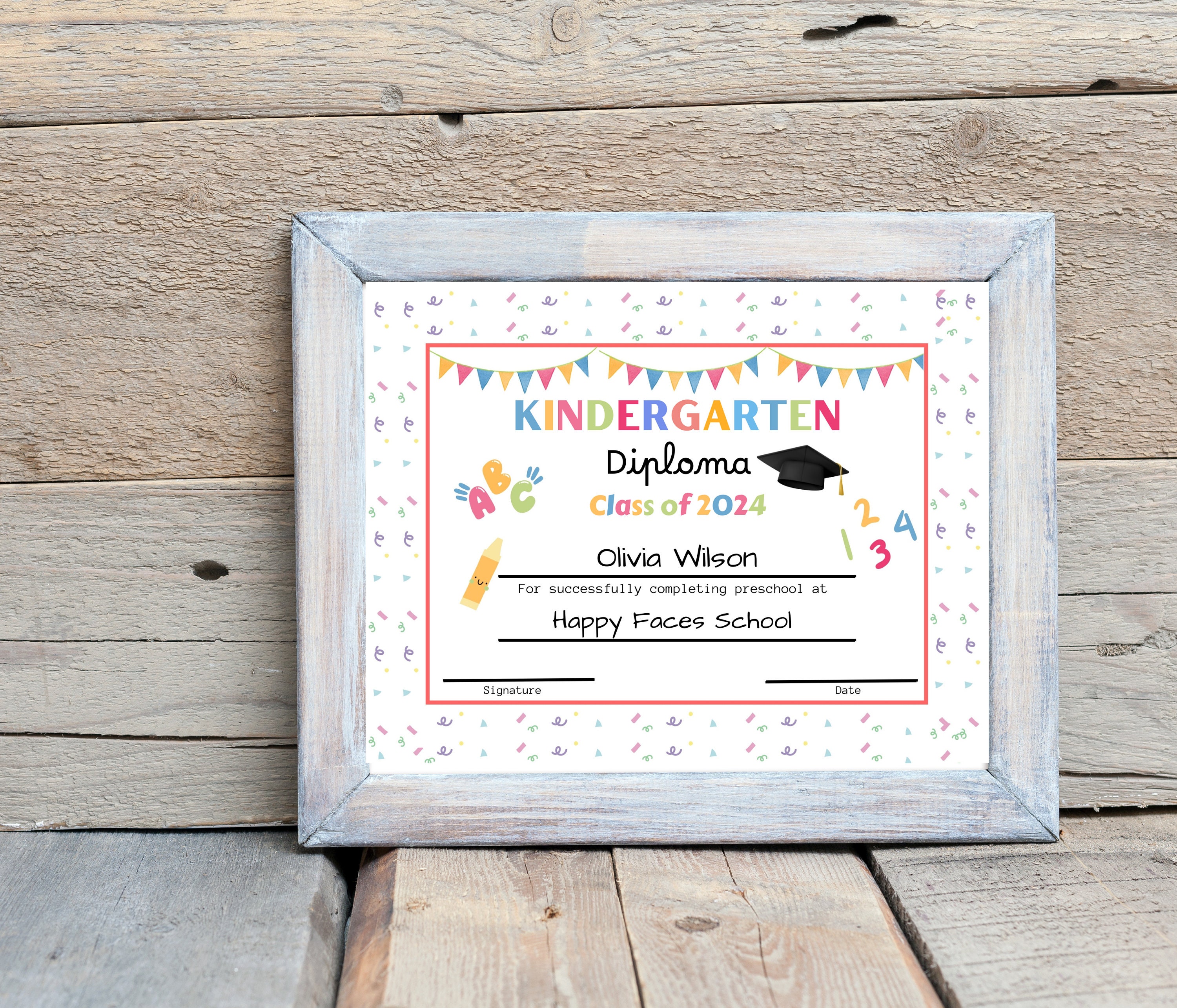 Editable Kindergarten Diploma Template, Kindergarten Graduation ...