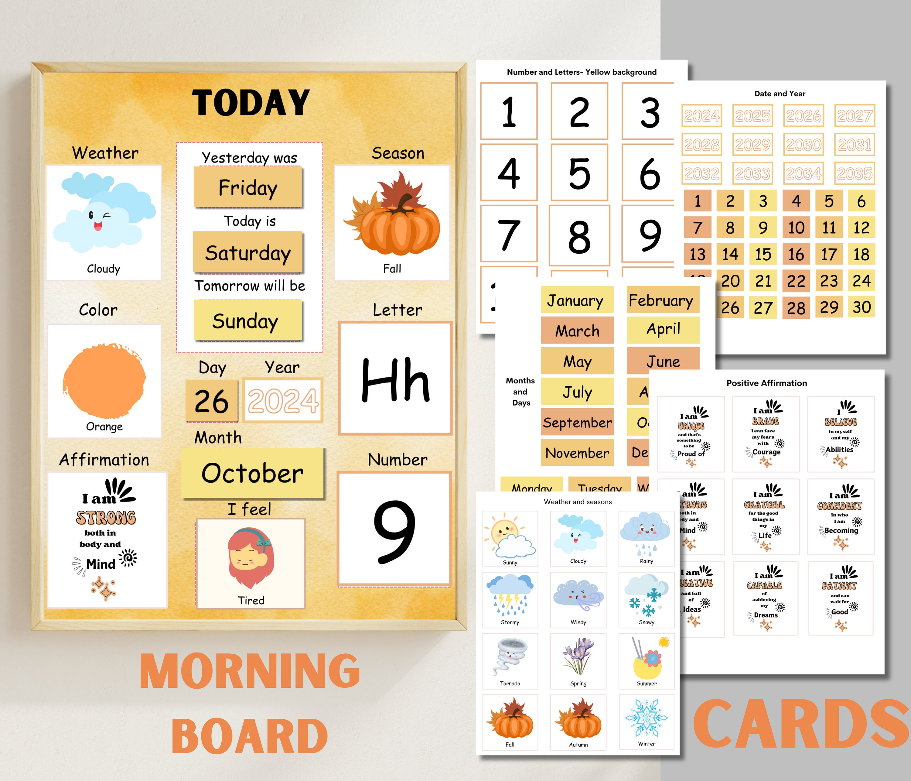 Morning Board Printable, Preschool Circle Time Board, Weather Chart ...