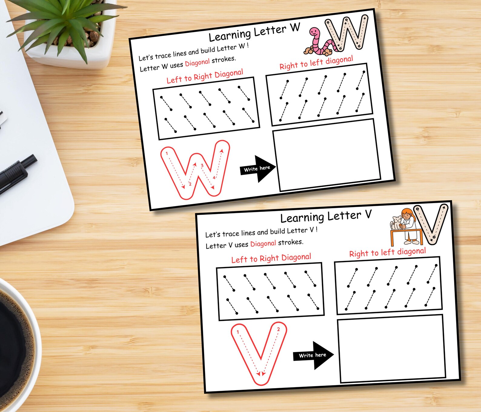 Preschool Letter Tracing Cards: ABC Strokes Guide (digital Download) - Etsy