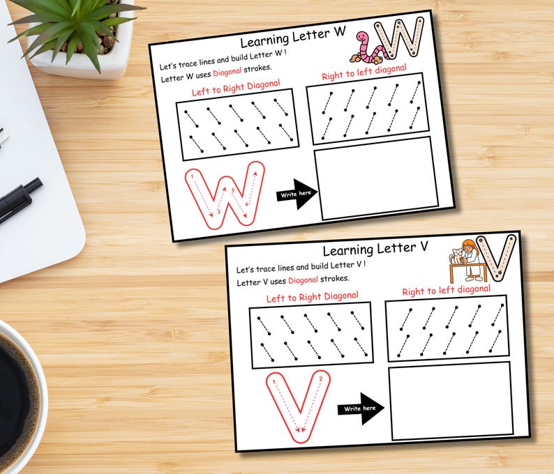 Preschool Letter Tracing Cards: ABC Strokes Guide (digital Download) - Etsy