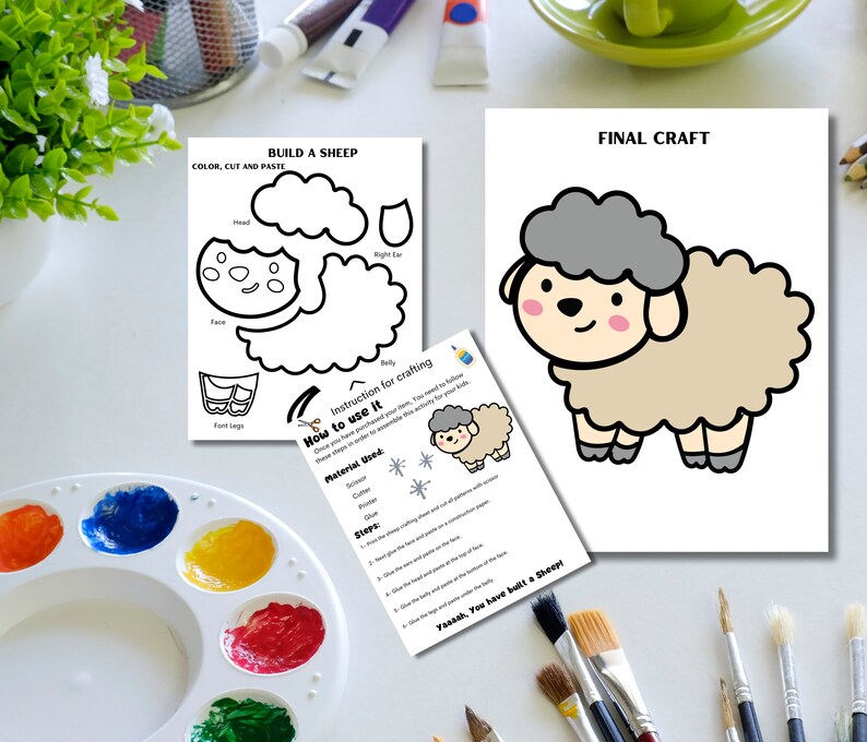 Cut and Paste Sheep Activity, Printable Preschool Cutting Practice ...