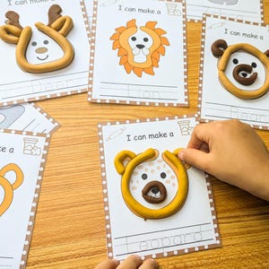 Wild Animals Playdough Mats Printable, Homeschool Montessori Animals ...