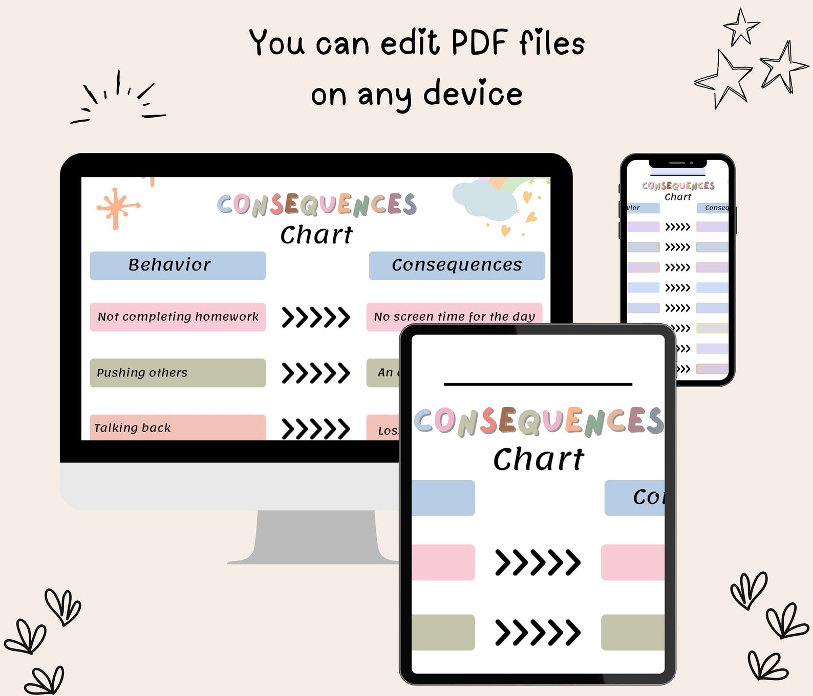 Behavior and Consequence Chart for Kids, Consequences of My Own Actions Editable Consequences ...