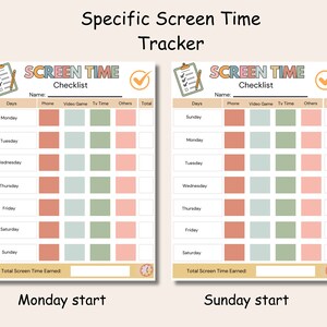 Screen Time Checklist for Kids, Screen Time Tokens, Screen Time ...