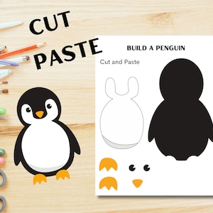 Penguin Cut and Paste Craft, Preschool Learning Resources, Kindergarten ...