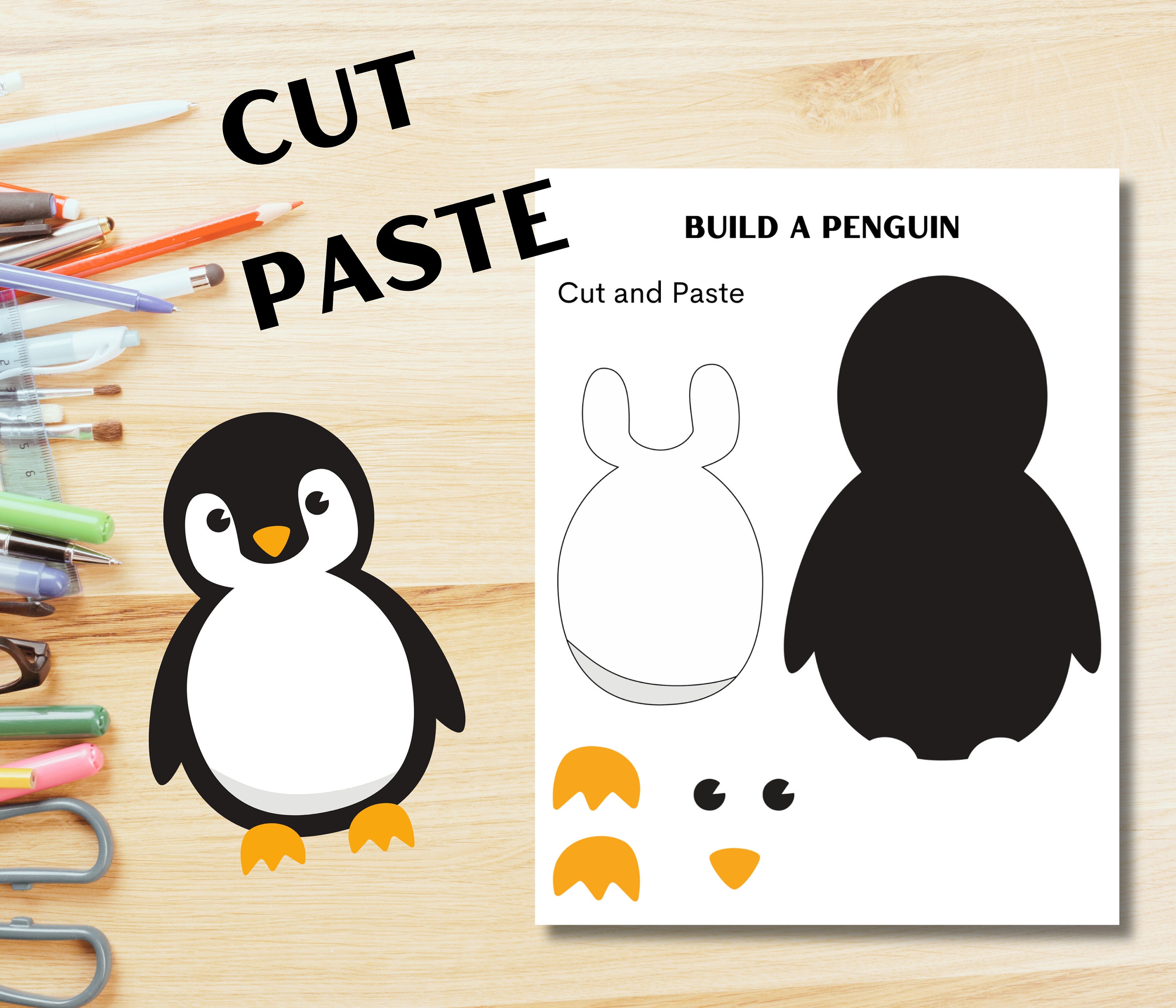 Penguin Cut and Paste Craft, Preschool Learning Resources, Kindergarten ...