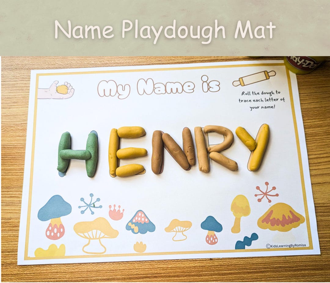 Personalized Name Play Dough Mat, Kindergarten Name Mats, Preschool ...
