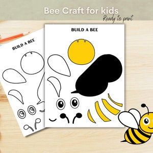 Bee Cut and Paste Worksheet for Kids, Cutting Practice Preschool ...