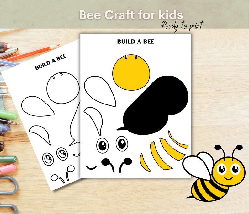 Bee Cut and Paste Worksheet for Kids, Cutting Practice Preschool ...