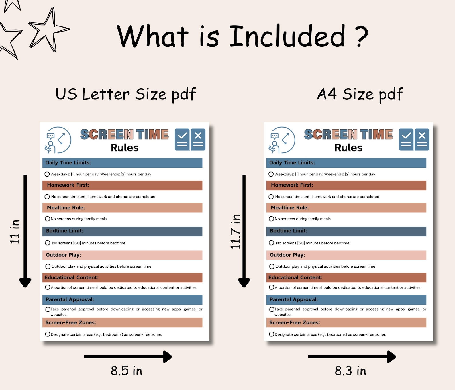 Screen Time Contract and Rules Chart Kids, Consequence Chart for ...